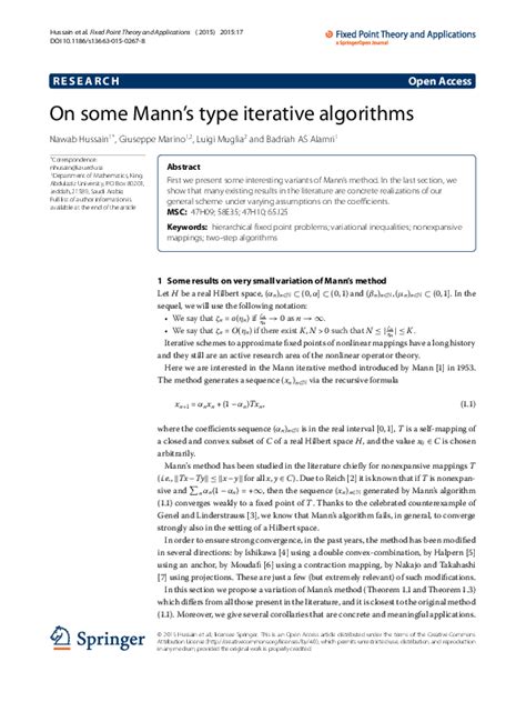 pdf on some mann s type iterative algorithms nawab hussain