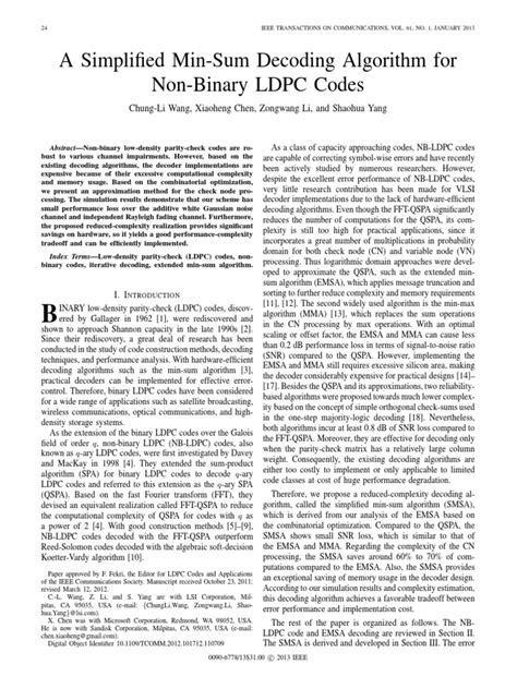 a simplified min sum decoding algorithm for non binary ldpc codes pdf low density parity