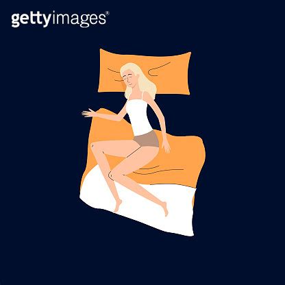 Cute Woman Cartoon Character Sleeping On Bed Flat Vector Illustration