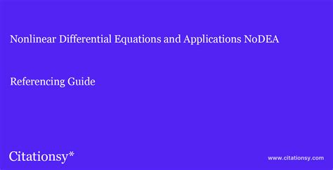 nonlinear differential equations and applications nodea referencing guide · nonlinear