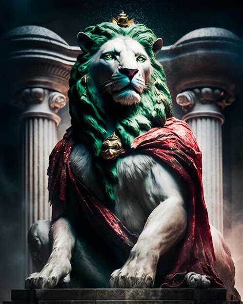 Premium Photo King Lion Green Marble Statue In Dramatic Royal Pose