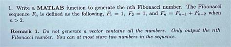 solved write a matlab function to generate the nth fibonacci number the fibonacci sequence f