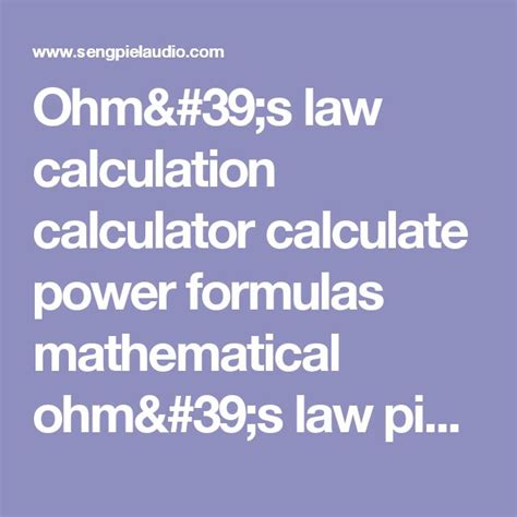 The Words Ohm 39s Law Calculations Calculator Calculate Power Formulas