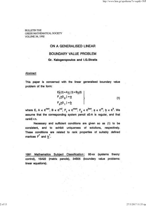 pdf on a generalised linear boundary value problem