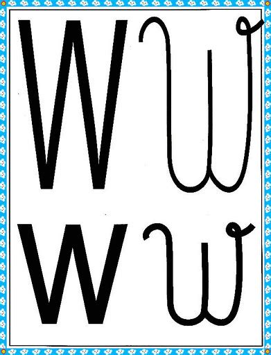 Cartazes Do Alfabeto Quatro Tipos De Letras Com Margem Azul Alfabetos Lindos
