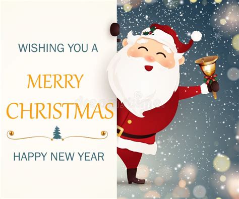 Wishing You A Merry Christmas Happy New Year Smiling Happy Santa Claus Stock Vector