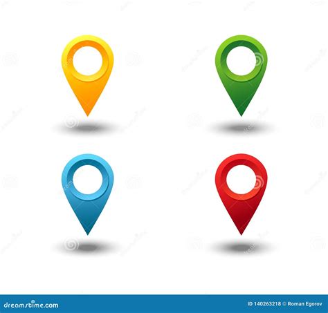 Marker 3D Map Pointer Pin Vector Set Isolated On White Background