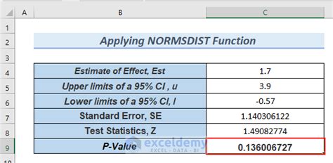 How To Calculate P Value From Confidence Interval In Excel