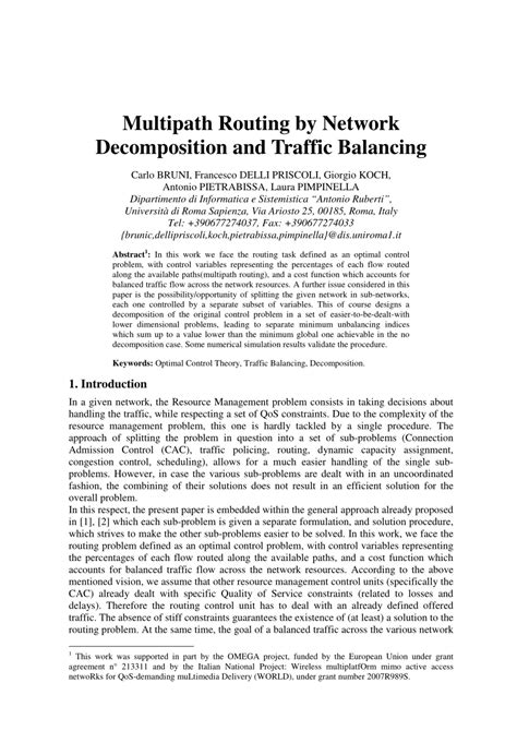 pdf multipath routing by network decomposition and traffic balancing