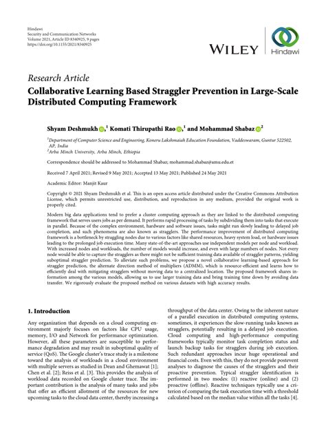 pdf collaborative learning based straggler prevention in large scale distributed computing