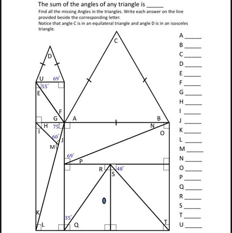 missing angles in triangles worksheet i need help with everything on this sheet a u please and