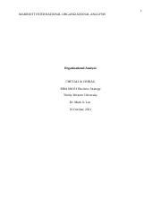 Marriott Organizational Analysis Docx 1 MARRIOTT INTERNATIONAL