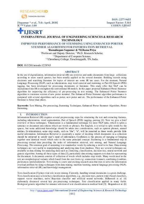 pdf improved performance of stemming using enhanced porter stemmer algorithm for information