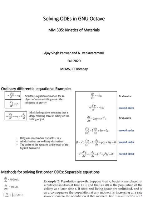 lecture 5 part 2 solving odes in gnu octave pdf ordinary