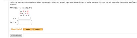 solved solve the standard minimization problem using