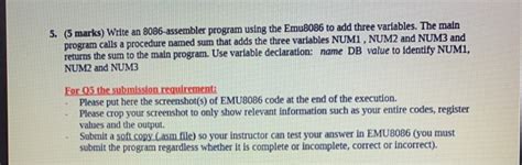 solved 4 6 marks write an 8086 assembler program using