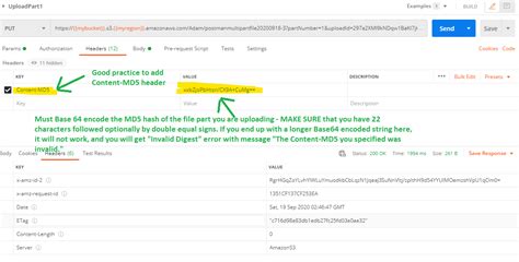 Problem In Uploading Multipart Amazon S3 Rest API Using PostMan Stack