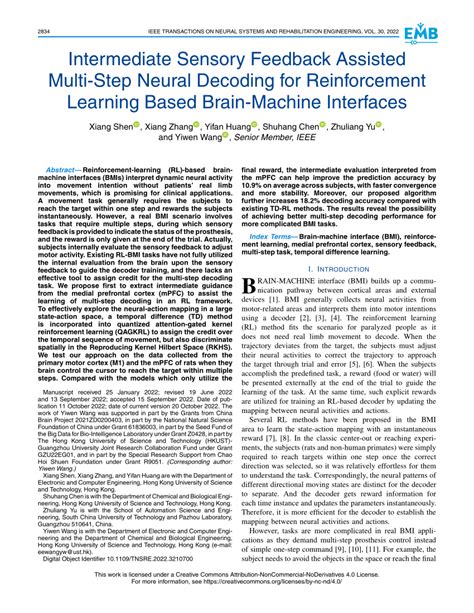 pdf intermediate sensory feedback assisted multi step neural decoding for reinforcement