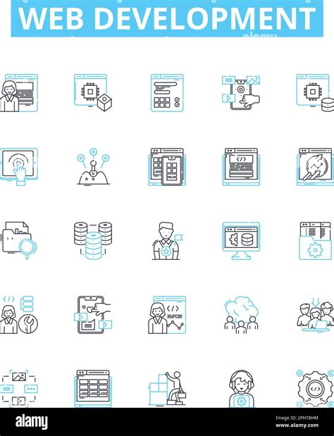 web development vector line icons set web development html css javascript ajax php