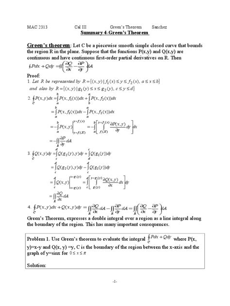 summary 6 green s theorem pdf flux mathematical analysis