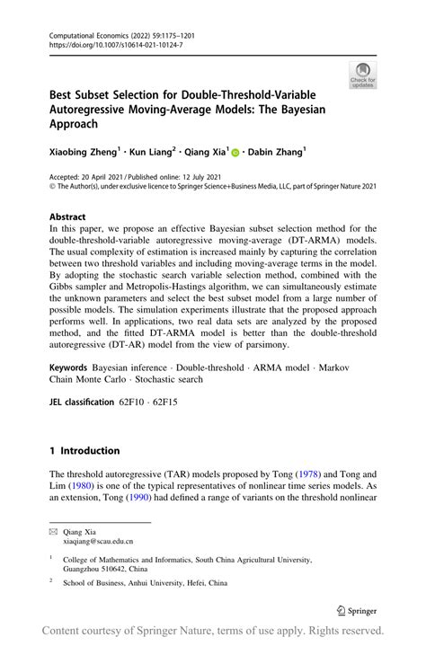 best subset selection for double threshold variable autoregressive moving average models the
