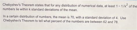 solved chebyshev s theorem states that for any distribution