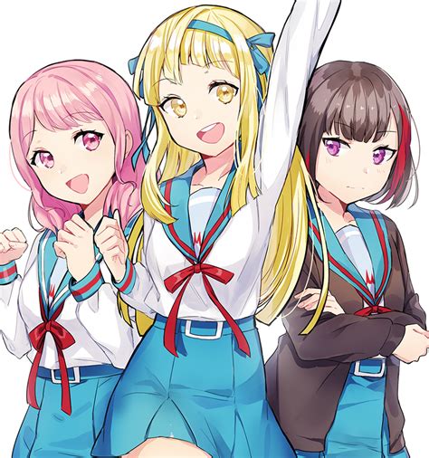 Safebooru 3girls Arm Up Asahina Mikuru Asahina Mikuru Cosplay Bang Dream Blonde Hair Blue
