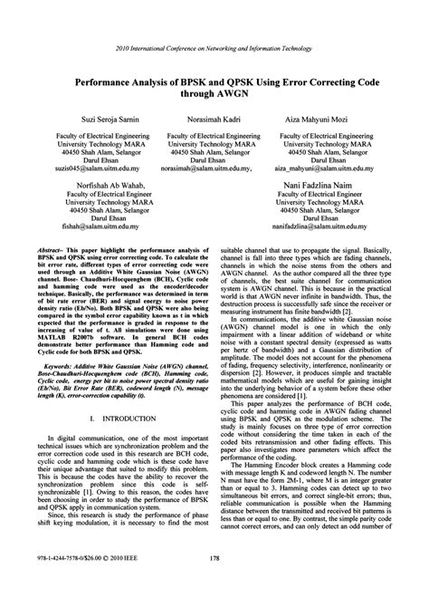 pdf performance analysis of bpsk and qpsk using error correcting code through awgn