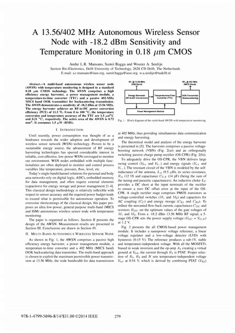 pdf a 13 56 402 mhz autonomous wireless sensor node with 18 2 dbm sensitivity and temperature
