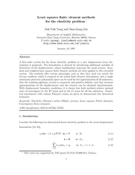 pdf least squares finite element methods for the elasticity problem