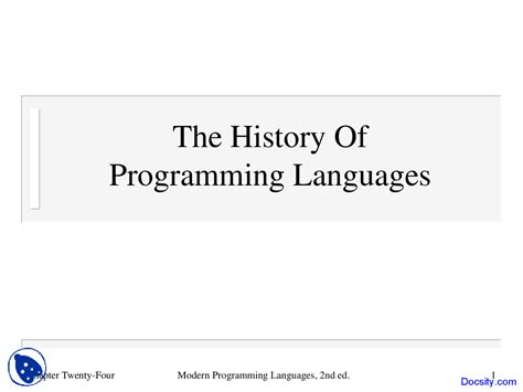 history of programming languages modern programming languages lecture slides docsity