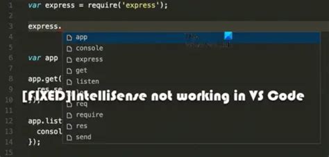 intellisense not working in vs code