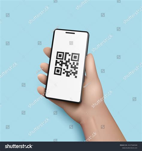3d Hand With Smartphone Scans QR Code Vector Royalty Free Stock