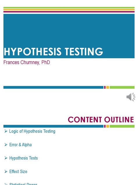 hypothesis testing frances chumney phd pdf type i and type ii errors statistical