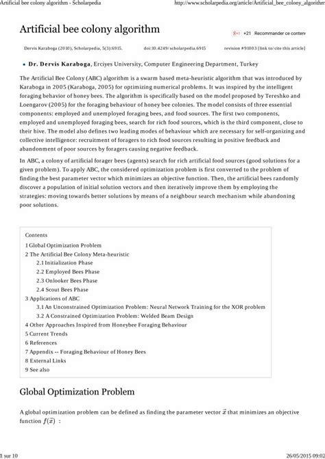 pdf artificial bee colony algorithm scholarpedia dokumen tips