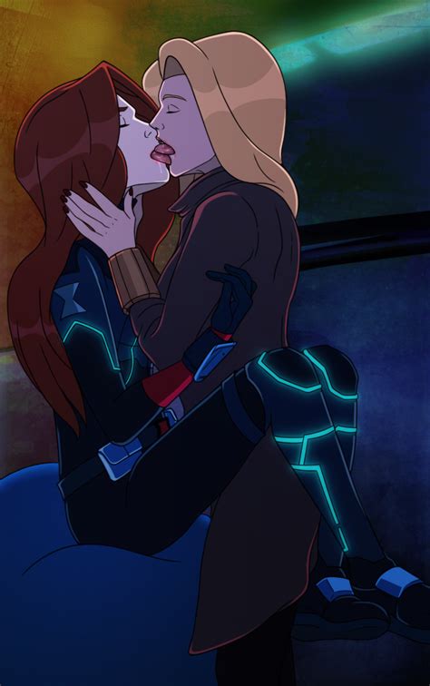 Rule 34 2girls Avengers Avengers Assemble Black Widow Marvel Blonde Hair Bodysuit Closed