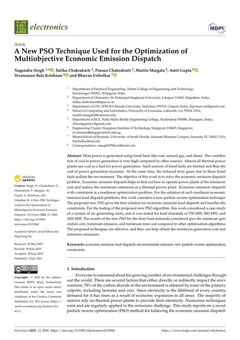 pdf a new pso technique used for the optimization of multiobjective economic emission dispatch