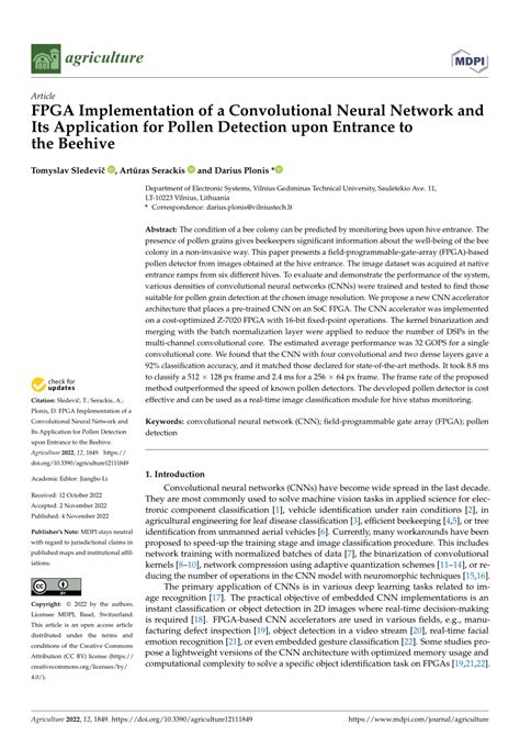 pdf fpga implementation of a convolutional neural network and its application for pollen