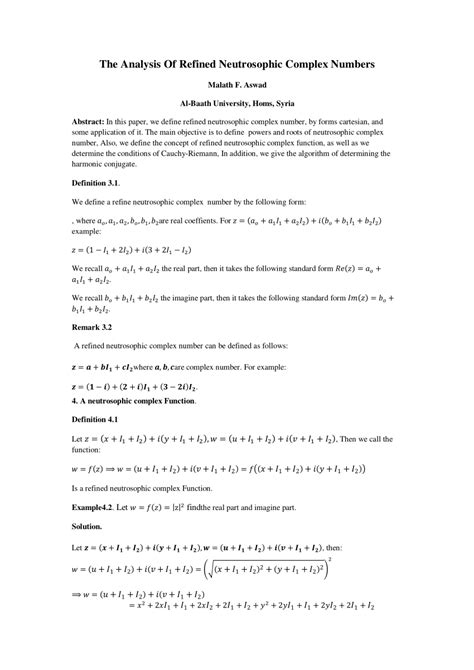 pdf the analysis of refined neutrosophic complex numbers