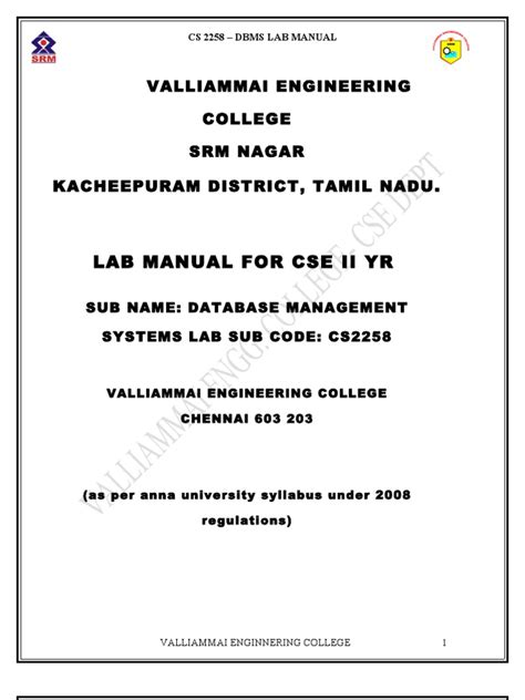 cs2258 dbms lab manual pdf pl sql sql
