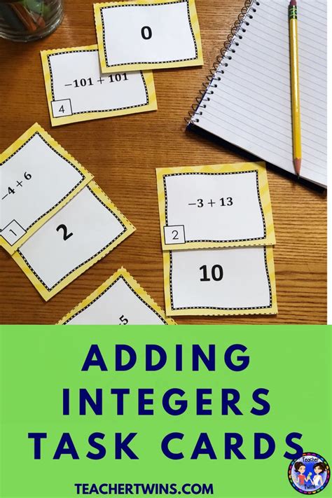 adding integers digital and printable task cards task cards maths activities middle school