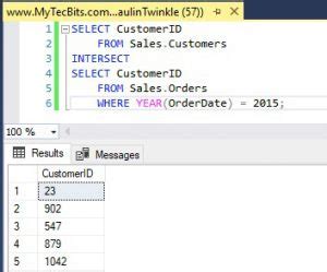 Get Only The Common Records From Two Tables Using INTERSECT My Tec Bits
