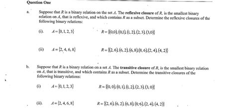 solved a suppose that r is a binary relation on the set a the reflexive closure of r is the