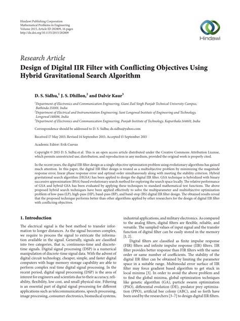 pdf design of digital iir filter with conflicting objectives using hybrid gravitational search