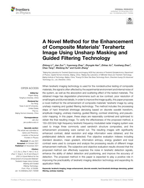 pdf a novel method for the enhancement of composite materials terahertz image using unsharp
