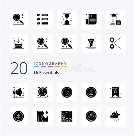 20 Ui Essentials Solid Glyph Icon Pack Like List Design Time Ui Out