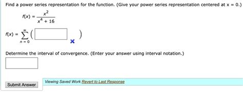 solved find power series representation for the function give your power series
