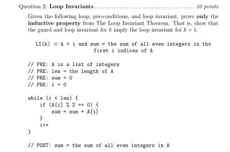 solved question 2 loop invariants 10 points given the