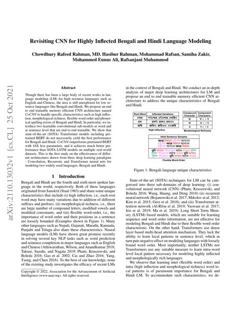 pdf revisiting cnn for highly inflected bengali and hindi language modeling