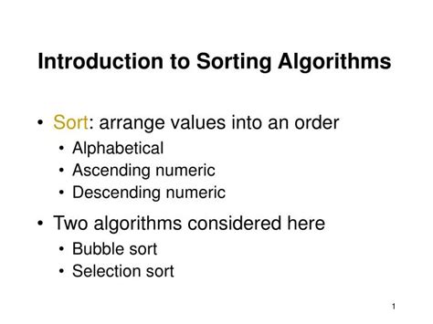 ppt introduction to sorting algorithms powerpoint presentation free download id 528311